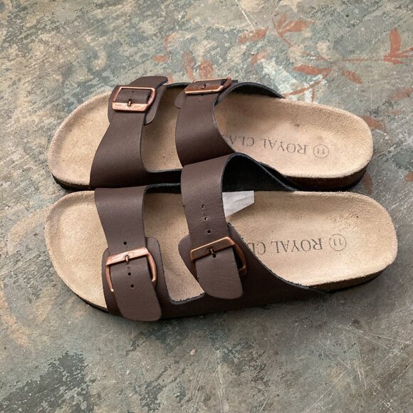 Royal Class | Shoes | Mens Royal Class Sandals Brown Adjustable Buckle ...